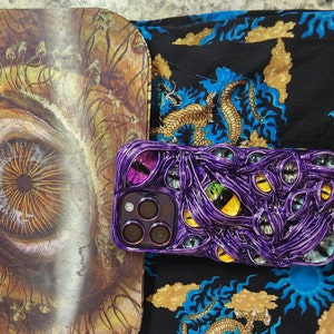 Handmade iPhone Case Glow in the Dark Purple Venom Cat Eyes Handmade ...