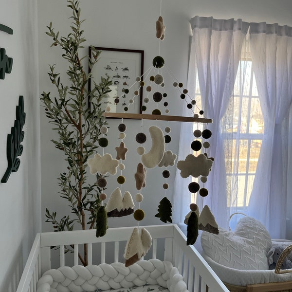 Baby Mobile Woodland, Crib Mobile, Forest Nursery Mobile, Mountain ...