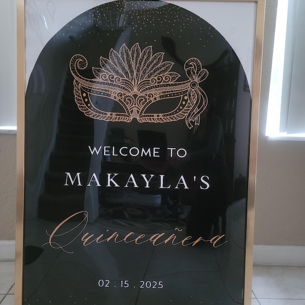 Masquerade Sign, Masquerade Party Welcome Sign, Custom Black & Gold ...