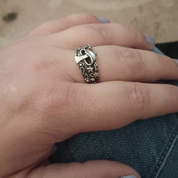 925 Sterling Silver Cosmic Mushroom Ring, Handmade Silver Toadstool ...