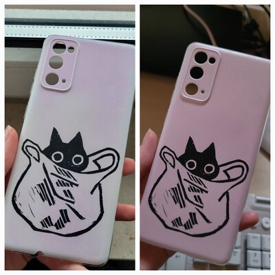 Kawaii Aesthetic Cute Black Cat Phone Case for iPhone 15 Plus 14 Pro 13 ...