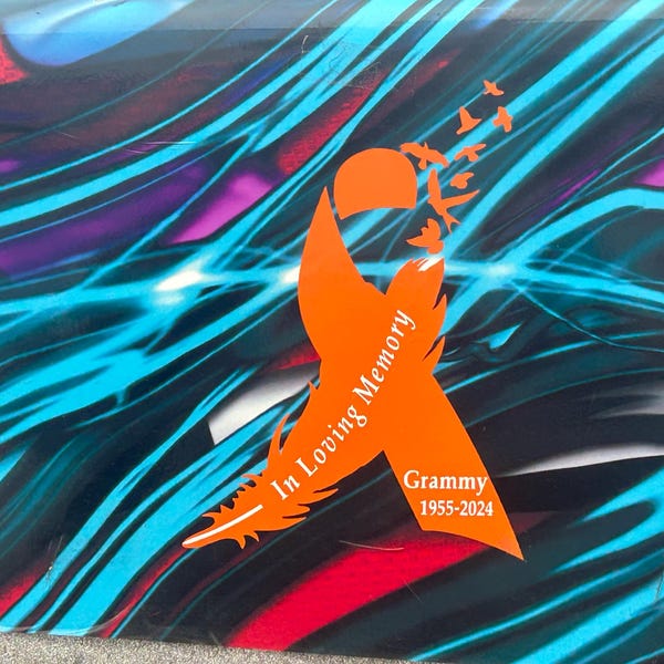 Orange Leukemia Ribbon Decal, Leukemia Awareness Feather Ribbon ...