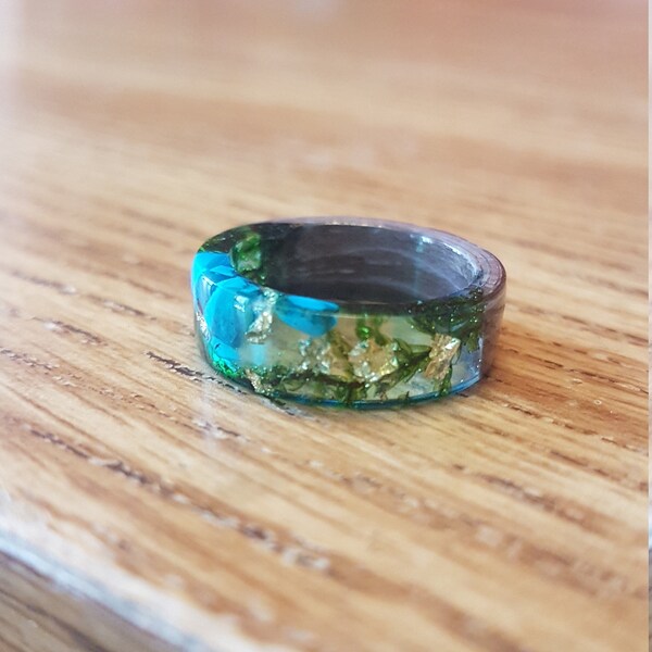Forest Women Ring, Wood Grass Resin Ring, Women Nature Unique Rings ...