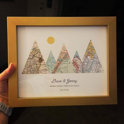 Adventure Together® Map Mountain Personalized Wedding or Anniversary ...