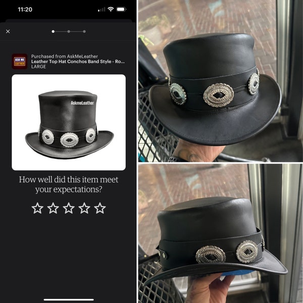 Leather Top Hat Bull Button Band Style Brown Top Hat Handmade With 100% ...