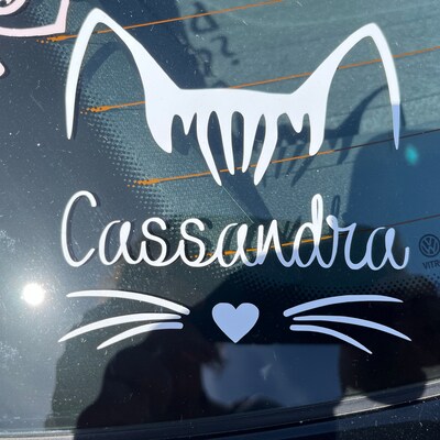 Cat Decal Personalized Name Kitty Decal Cat Lover Sticker Kitty Name ...
