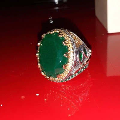 Men's Black Onyx Square Stone Handmade Silver Ring, Classic Style ...