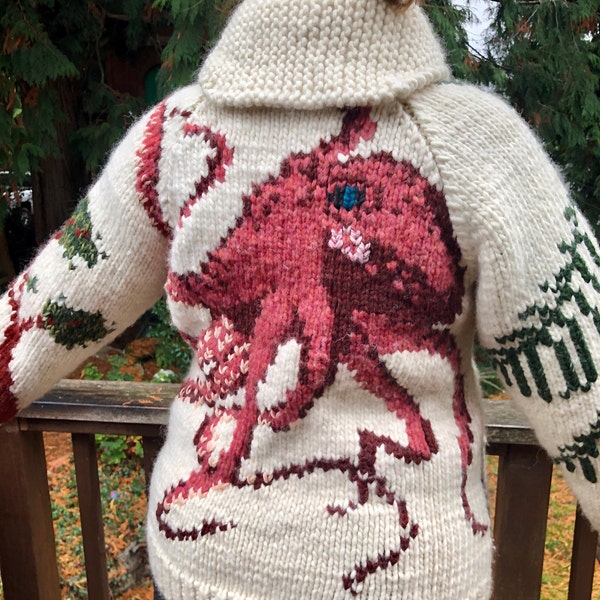 Knitting Pattern for Salish Garden Octopus Sweater Large and Extra ...