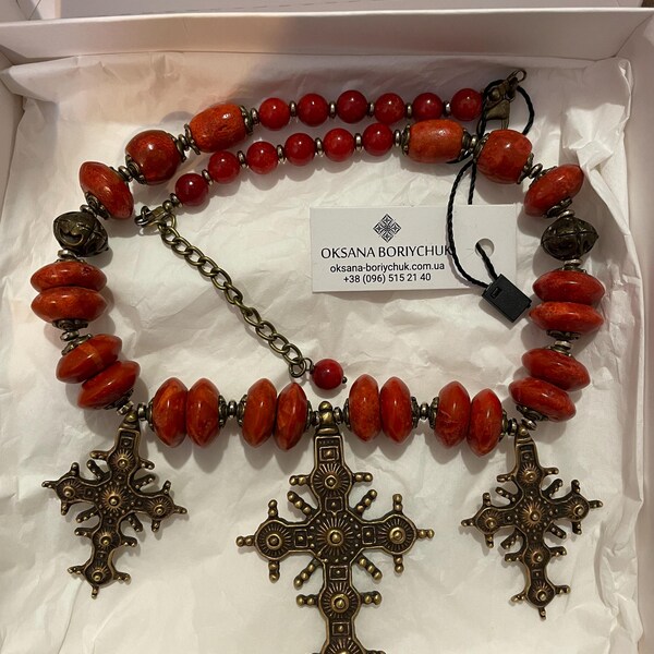 Traditional Ukrainian Namysto, Royal Beaded Necklace, Three Strand ...