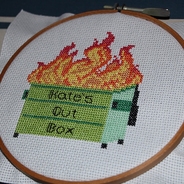 Dumpster Fire Cross Stitch Pattern, Subversive Embroidery, Funny ...