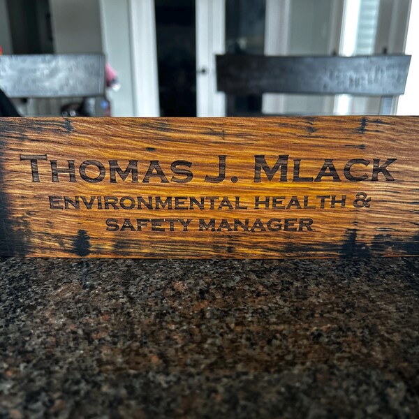 Bourbon Barrel Stave Personalized Office Desk Name Plate Laser Engraved ...