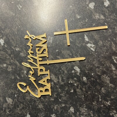 Christening Cake Topper With Cross Charm Personalised Various Sizes ...