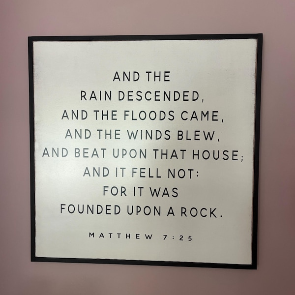 FOUNDED UPON a ROCK - Wooden Framed Sign | Painted Wall Plaque | Shabby ...