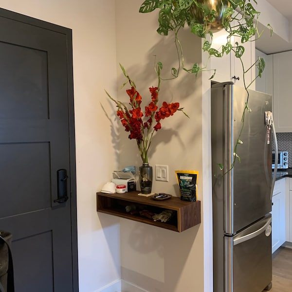 Floating Entryway Console Table Built in Solid American Black Walnut - Etsy