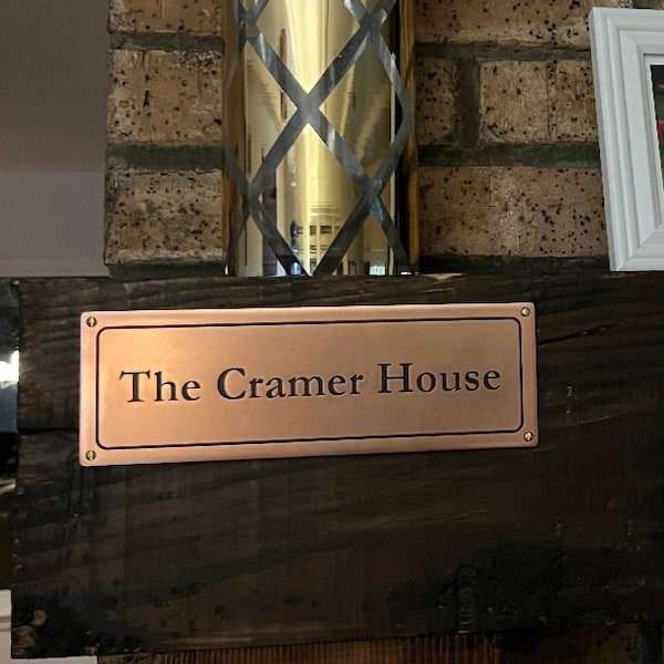 Engraved Copper Signs - Custom Solid Metal Name Plates, House Signage ...