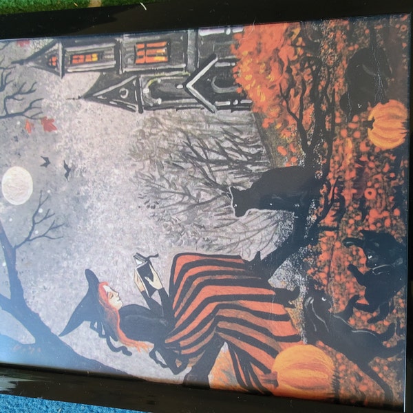 Witch's Story 8x10 Halloween Witch Black Cat Ryta Print of Original by ...