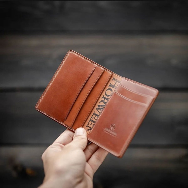 Leather Card Wallet, Horween Shell Cordovan, Marbled Color 8 and Color ...