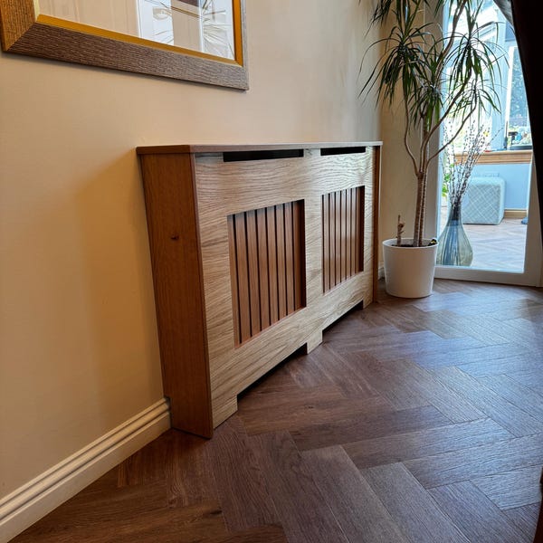 Bespoke Extra Large Oak Veneer Radiator Cover With Vertical Slats - Etsy UK