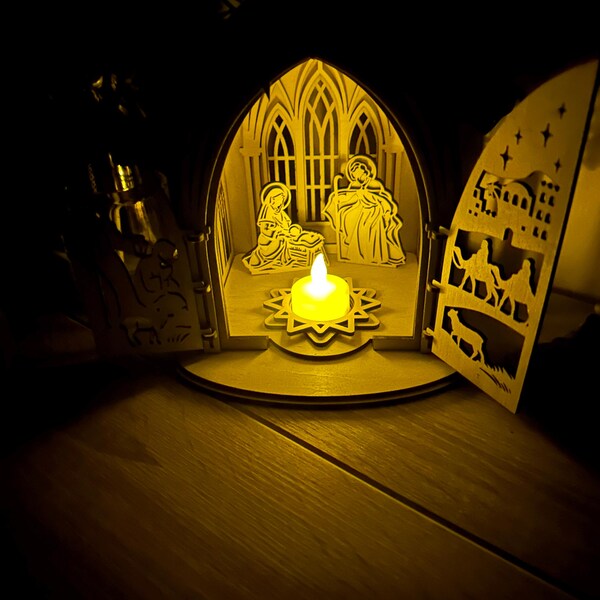 Laser Cut 3D Nativity Tree Ball Ornaments Svg File Glowforge Nativity ...