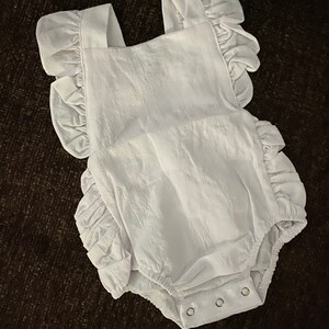 White Baby Girl Romper, Vintage Baby Romper, Baby Girl Ruffle Bloomer ...