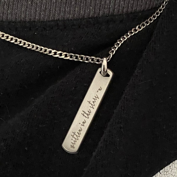 925 Sterling Silver Engraved Custom Necklace for Men Fathers Day Gift ...