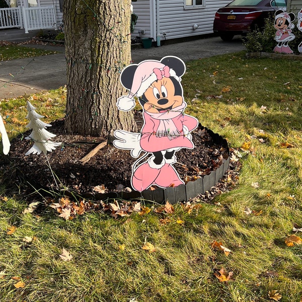Pink Minnie Mouse Winter Wonderland Yard Sign - Disney Holiday Outdoor ...