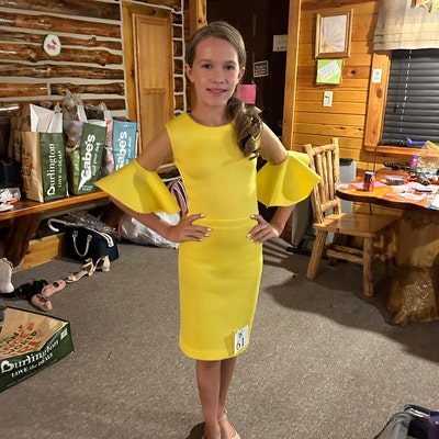 Peach Jumpsuit With Skirt Pageant Runway Outfit Girls Neoprene Jumpsuit ...