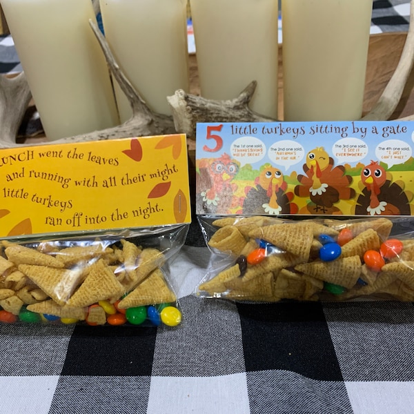 Thanksgiving Printable, INSTANT DIGITAL DOWNLOAD, 5 Little Turkeys Bag ...