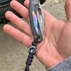 Zircuti Dark Timascus Handmade EDC Bracelet Paracord Knife Lanyard Bead ...