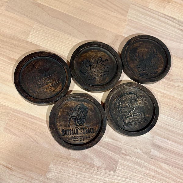 Custom Whiskey Bourbon Wooden Coasters - Free Shipping! Qty 5 Wood ...