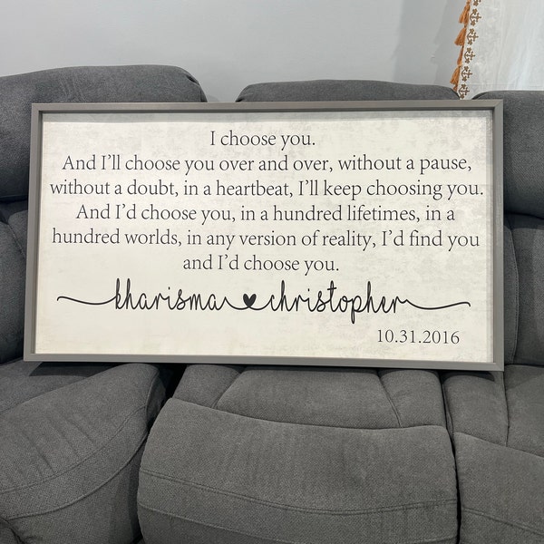 I Choose You Sign I'll Keep Choosing You Personalized Name Date Sign ...