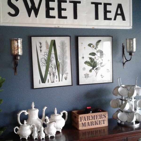 Tea and Coffee Wall Art Poster Set of 2 - Coffee Bean - Tea Leaf ...