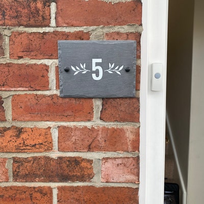 Rustic Slate Door Number, Slate Gate Sign Plaque, Stone Home Number ...