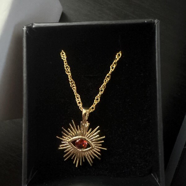Gold Plated Dainty Evil Eye Sun Pave Necklace, Protector Necklace, Tiny ...