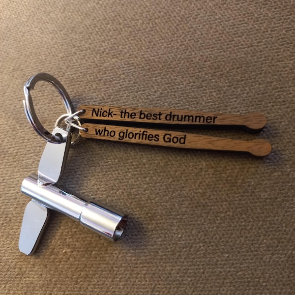 Drum Key With Personalized Drumstick Keychain Walnut / Personalized ...
