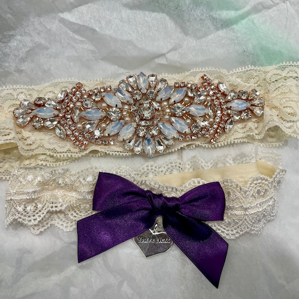 Dainty Wedding Garter With Pearls and Rhinestones Simple Non Slip ...