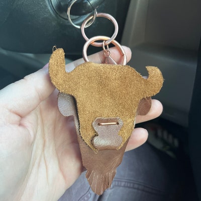 Buffalo Key Accessory Leather Key Ring Bison Rearview Mirror Charm ...