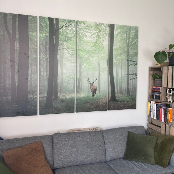 Stag Canvas Large Wall Art Deer Wall Decor Forest Art Tree Art Prints ...
