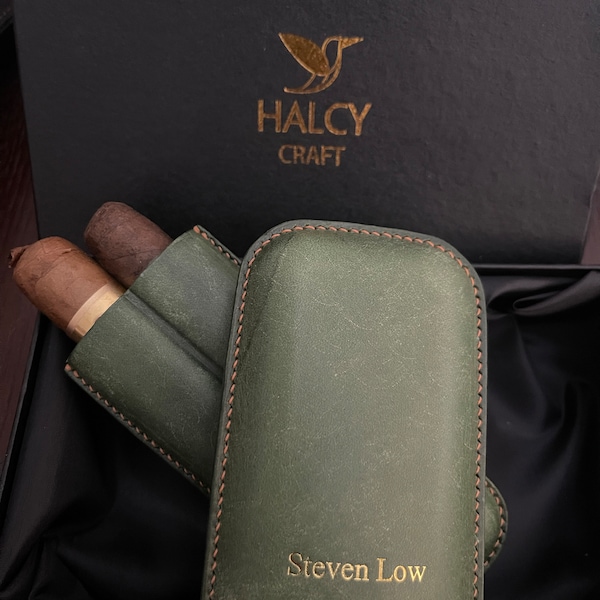 Personalized Leather Double Cigar Case, Luxury Cigar Case, Custom Cigar ...