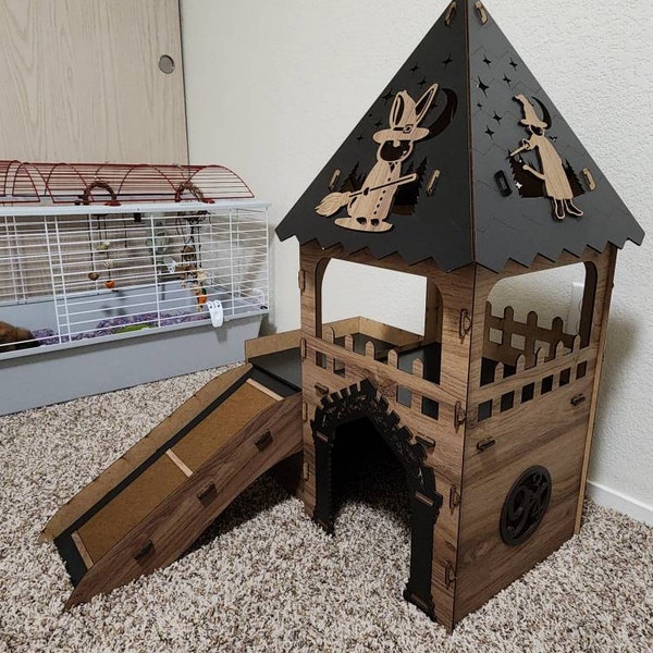 Wizardry Bunny Castle Playhouse Two Story Rabbit House Wooden Bunny ...