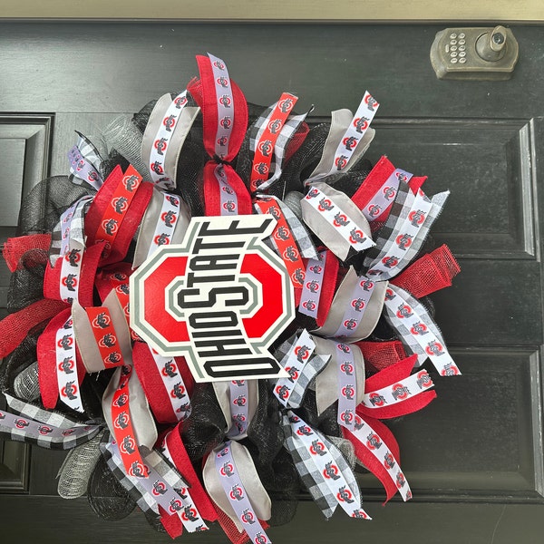 Ohio State Wreath, Ohio State Deco Mesh Wreath, Ohio State Ribbon, Ohio ...