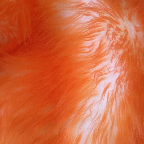 Orange White Two Tone Snow Luxury Shag Faux Fur Fabric - Sold by the ...