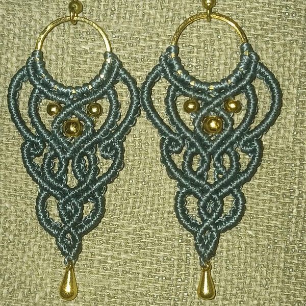 Macrame Earrings, Handmade Earrings, Asymmetric Hoops Earring, Handmade ...