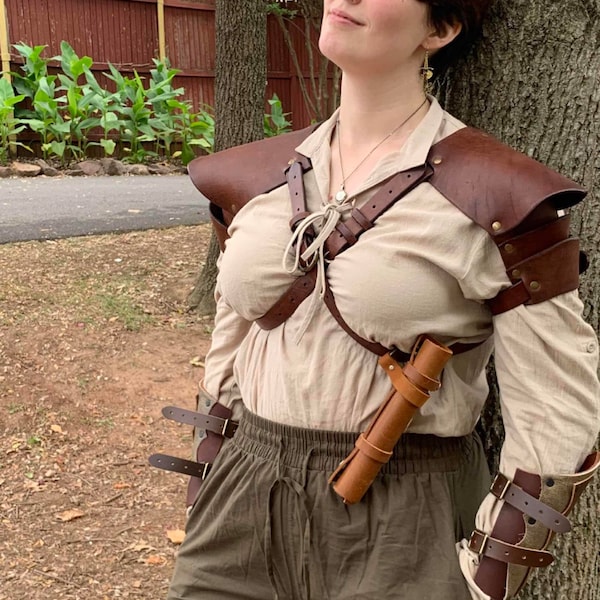 Women's Leather Pauldron: Custom Shoulder Armor, Optional Celtic Knot ...