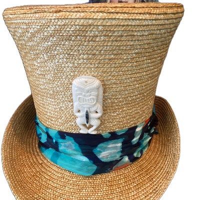 Straw Top Hat, Straw Topper Hat, Edwardian Straw Hat, Mad Hatter Hat ...