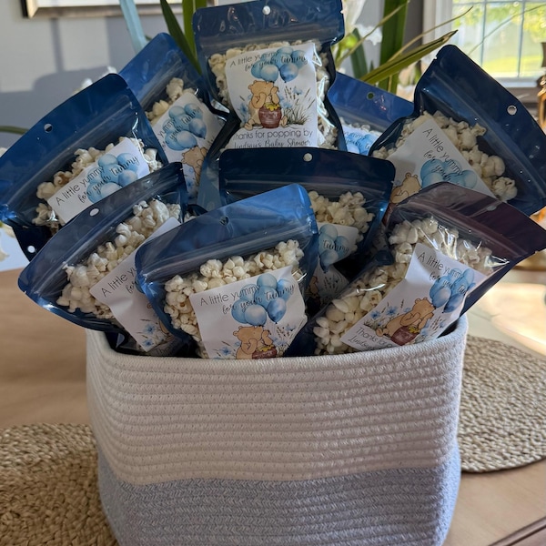 Classic Winnie the Pooh Baby Shower Favors, Popcorn Bags, Neutral Baby ...