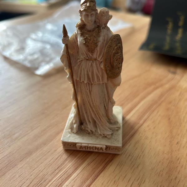Vintage Athena Mini Statue - Small Hand-painted Ancient Greek Goddess ...