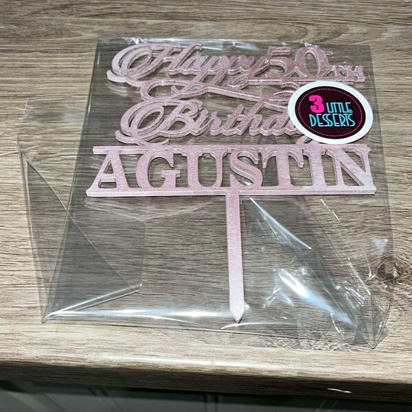 Happy 7th Birthday Cake Topper – Gold Blue Pink Sparkling Glitter Party ...