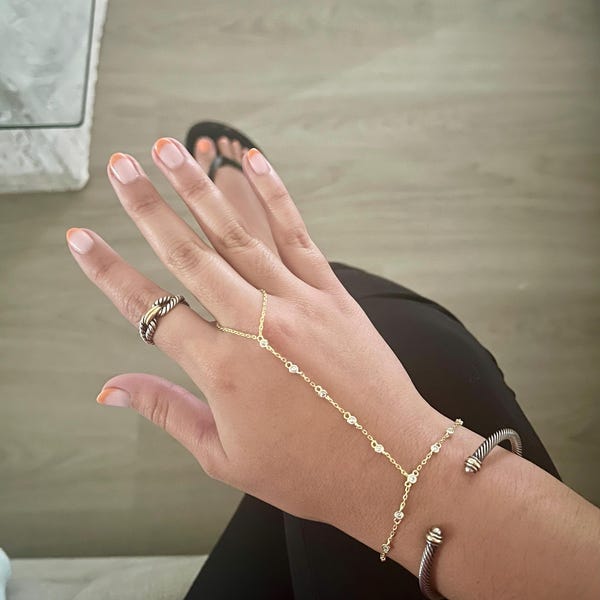 Sterling Silver Finger Bracelet - Etsy