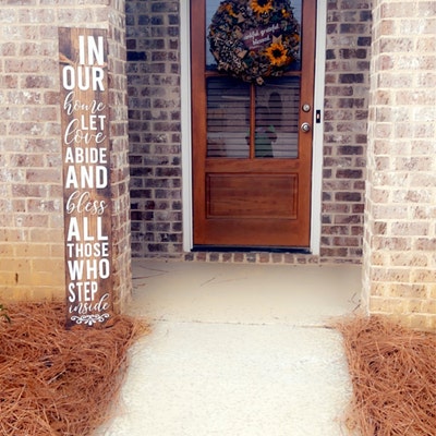 Religious Porch Sign, in Our Home Welcome Sign, Front Porch Decor ...